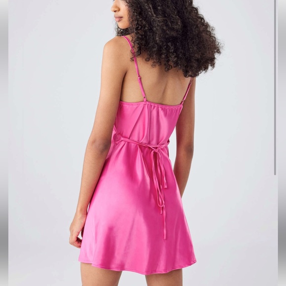 Cider | Dresses | Cider Solid Satin Cowl Neck Cami Mini Dress Hot Pink | Poshmark